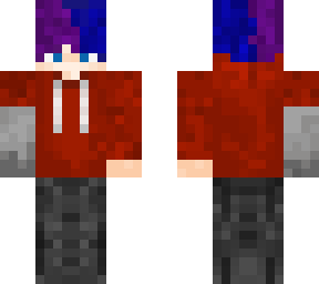 cyborg half blue purple hair boy skin | Minecraft Skin