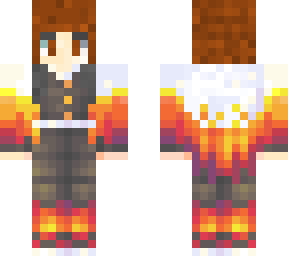 Me as a fire breather has the haori of Kyojuro Rengoku | Minecraft Skin
