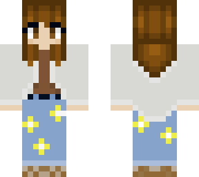 Cute Daisy Jeans, cardigan, brown haired girl | Minecraft Skin