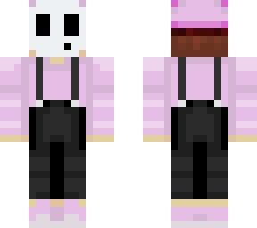 Pink Axolotl Dude with shyguy mask | Minecraft Skin