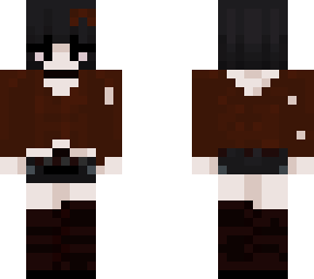 Red Emo girl short black hair | Minecraft Skin