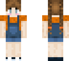 girl with braids and short dungarees | Minecraft Skin
