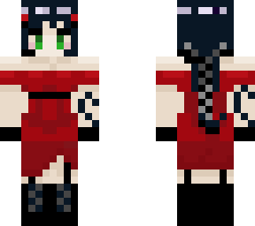 Goth with red dress | Minecraft Skin