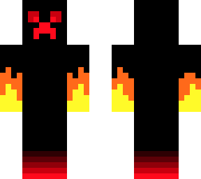 Neon Creeper (Red with flame arms) | Minecraft Skin