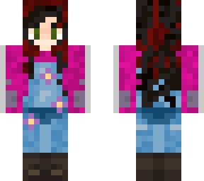 Green Eyed Girl Spring Overalls | Minecraft Skin