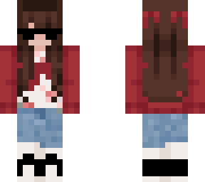 girl in red casual outfit with shades | Minecraft Skin