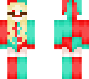 Red and Teal Clown Girl | Minecraft Skin