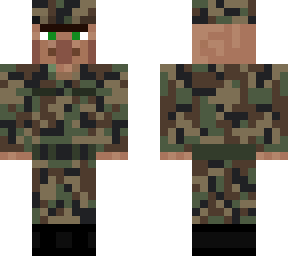 M81 Woodland BDU Villager W/ Velcro, PASGT Vest and Helmet | Minecraft Skin