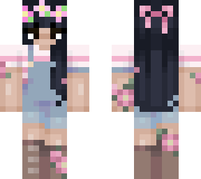 my skin flower girl pink flowers | Minecraft Skin