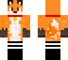 A fox with a red collar and gold badge | Reddit | Minecraft Skin