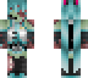 Zombie cutie: Rotting Hatsune Miku | Minecraft Skin
