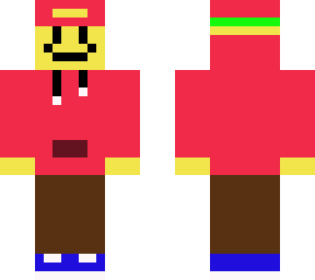 Yellow guy with red hoodie and cap | Minecraft Skin