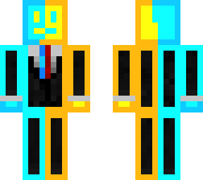 Neon Dual Geometry Dash Cube In A Suit | Minecraft Skin