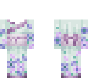 Floral Kimono OB 1.2 Mint, Purple and Periwinkle | Minecraft Skin