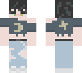 boy off shoulder crop top and ripped jeans | Minecraft Skin