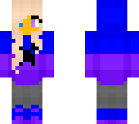 Female - Blue & Purple Hoodie - Creeper Logo | Minecraft Skin