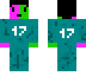 Squid Game 3 green and pink man with number 17 | Minecraft Skin