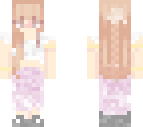 long haired girl with pink skirt :)) | Minecraft Skin