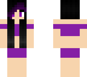 Black hair, purple bang fade, light skinned woman | Minecraft Skin