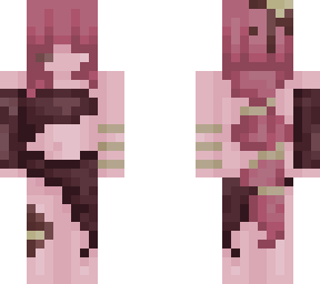 reskin pink zombie girl w dress + braid | Minecraft Skin