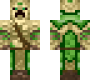 Gold Creeper Medieval knight v2 GREEN EYES | Minecraft Skin