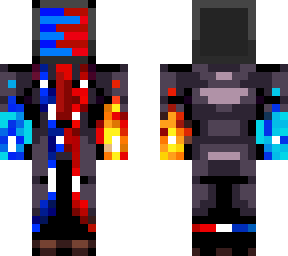 sub2clock FIRE AND WATER BLUE AND RED | Minecraft Skin