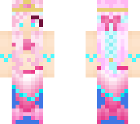 Coral pink and aqua blue mermaid princess | Minecraft Skin
