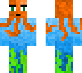 Orange octopus with water with face | Minecraft Skin
