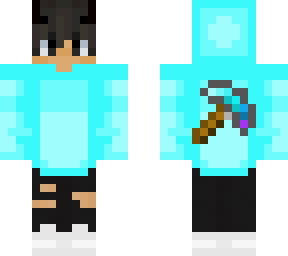 Cute Diamond Pickaxe Light Blue Hoodie | Minecraft Skin