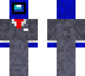 Gray suited blue crewmate | Minecraft Skin