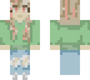 Girl oath blonde hair and pink highlights | Minecraft Skin