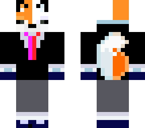 Half Artic fox Half Red fox in a suit | Minecraft Skin