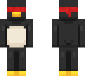 penguin, blindfold, black, white, red | Minecraft Skin