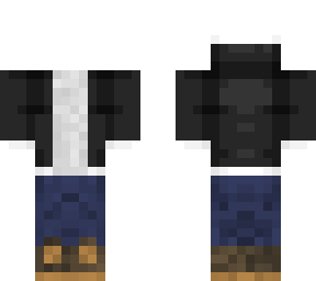 Black Jacket with white shirt and blue jeans plus brown boots ...