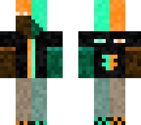 mint green orange neon split enderman me | Minecraft Skin