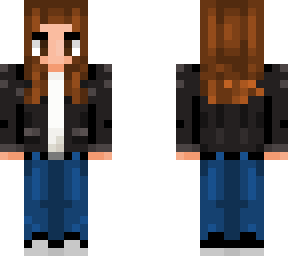 Brunette in Leather Jacket | Minecraft Skin